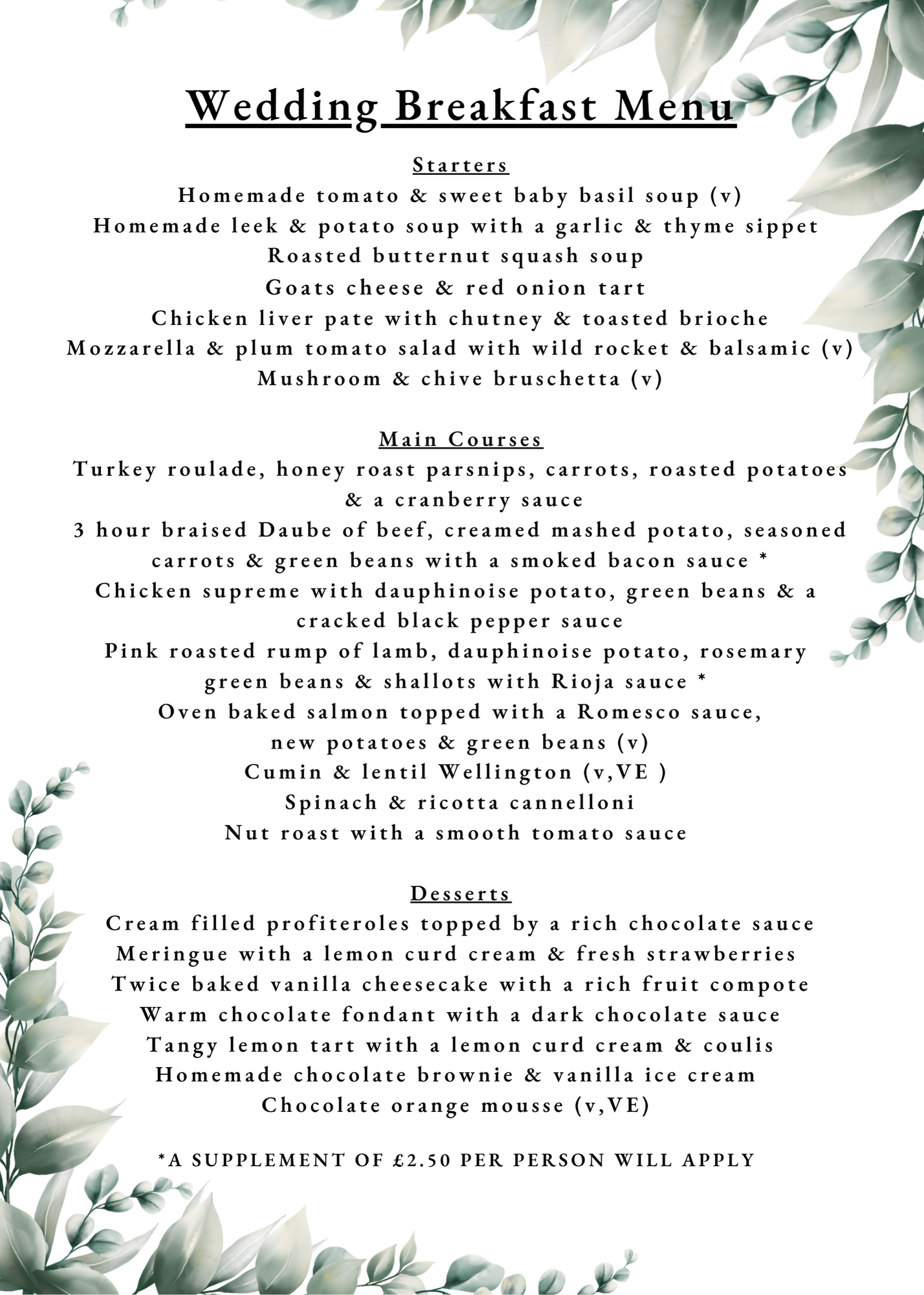 Wedding Menus at Holiday Inn Ellesmere Port